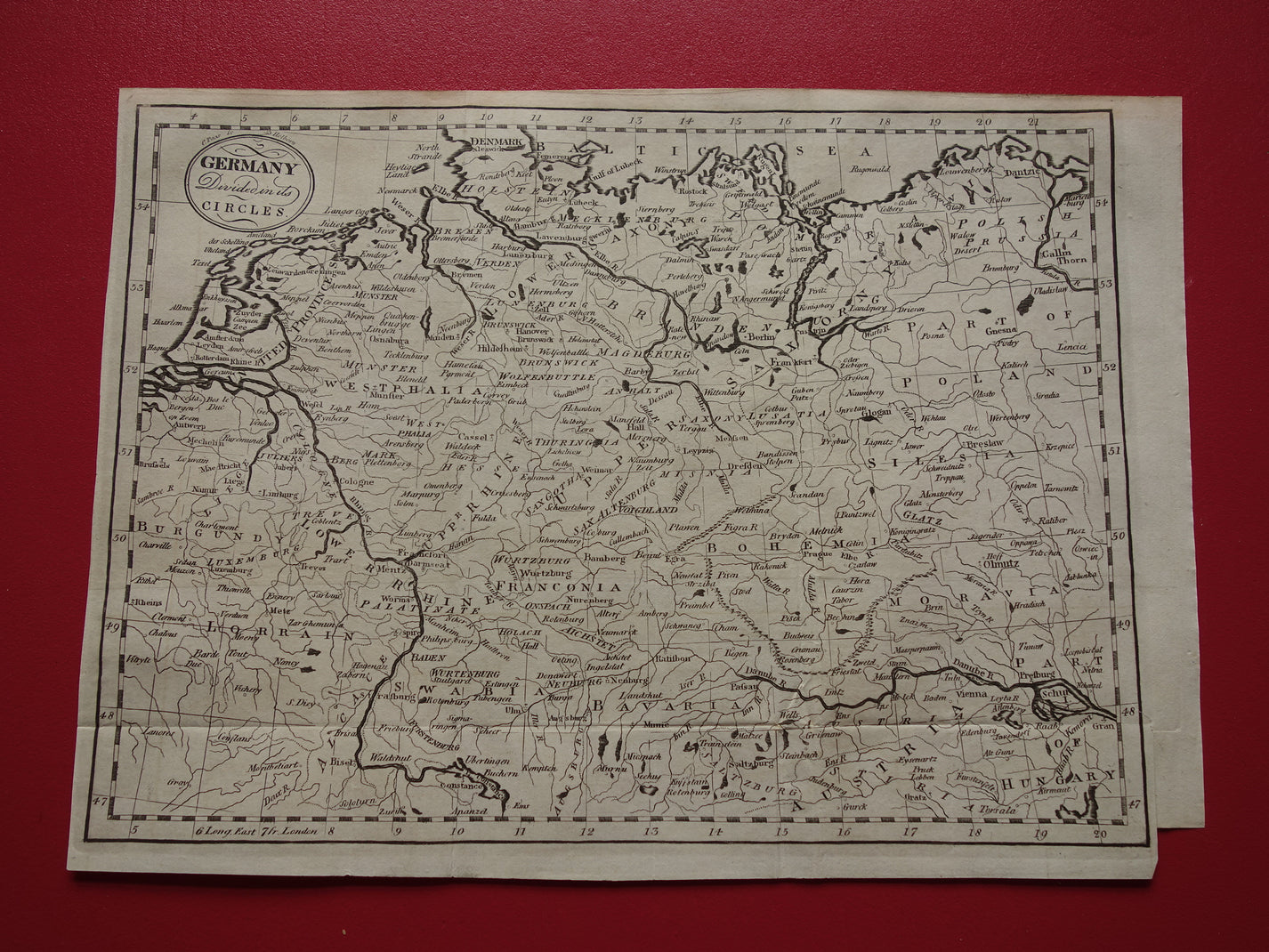 DUITSLAND landkaart 200+ jaar oude kaart van Duitsland / Pruissen / Po ...