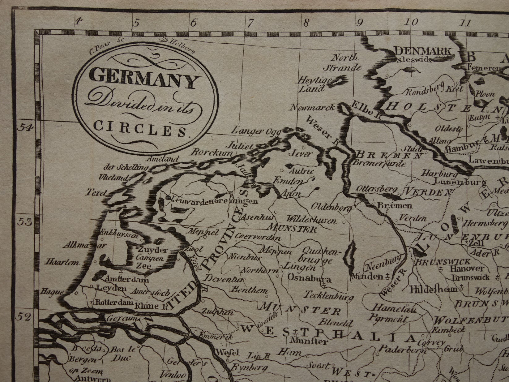 DUITSLAND landkaart 200+ jaar oude kaart van Duitsland / Pruissen / Po ...