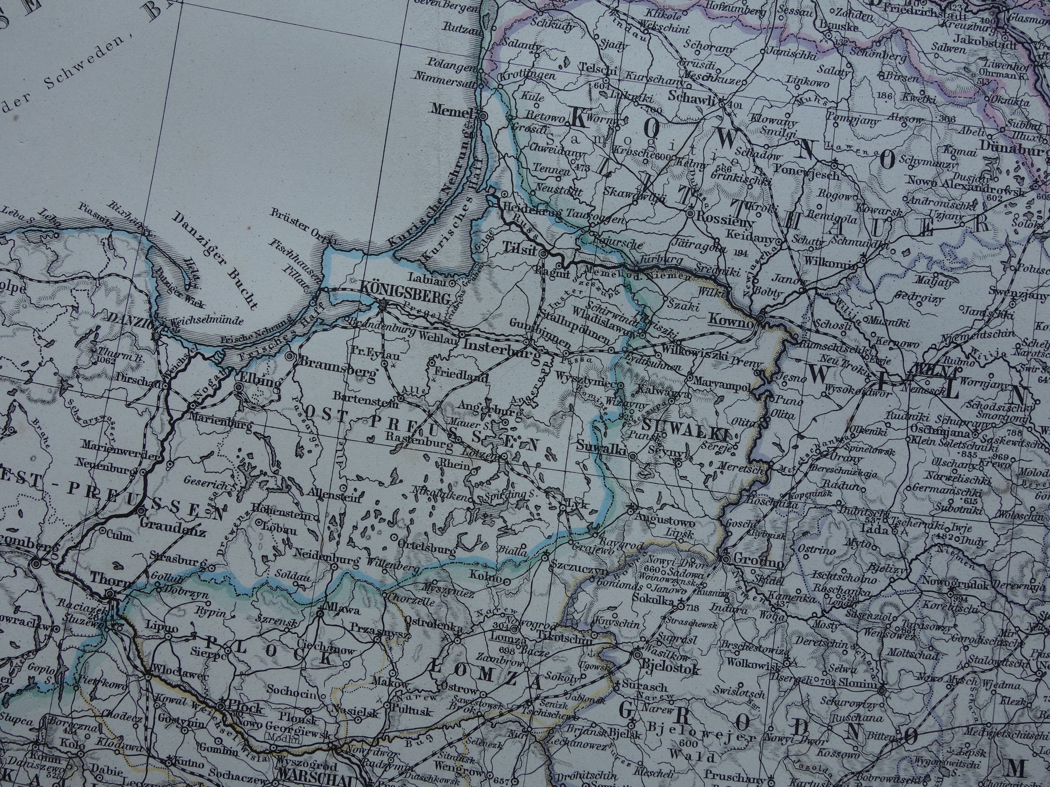 OOSTZEE oude kaart van Baltische Staten Polen in 1876 originele antiek ...