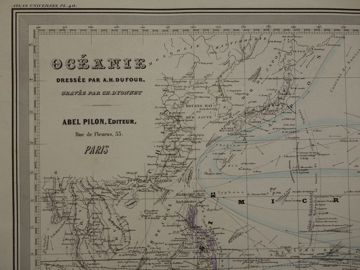 Antieke landkaart van Oceanië 1880 originele antieke zeer grote kaart ...