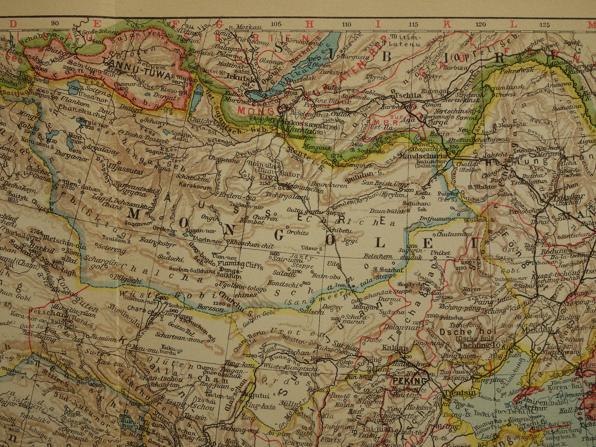 CHINA Vintage landkaart uit 1931 originele oude kaart Chinese Rijk Nan ...