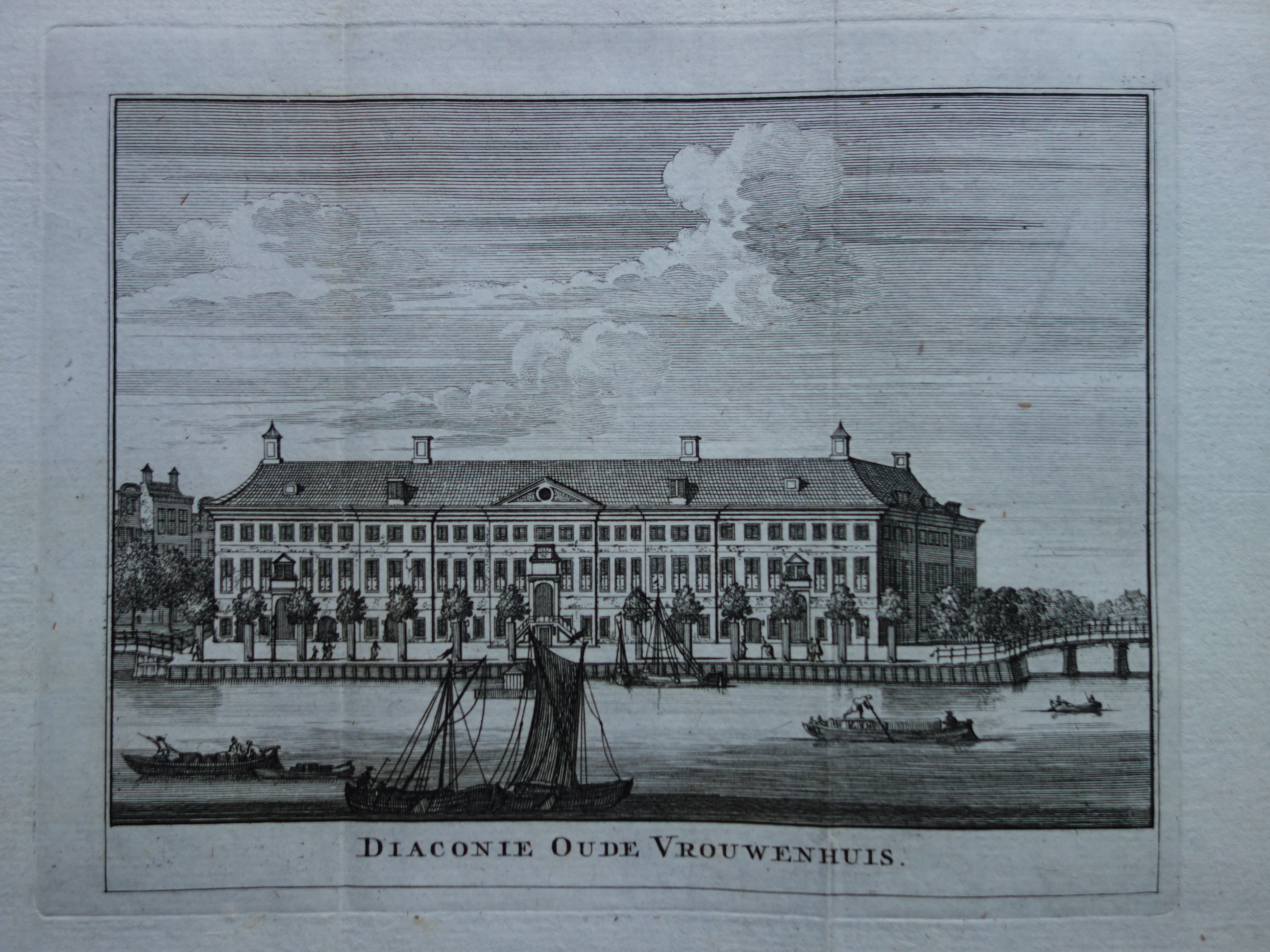 Oude prent van Amstelhof in Amsterdam Originele antieke gravure H'Art ...