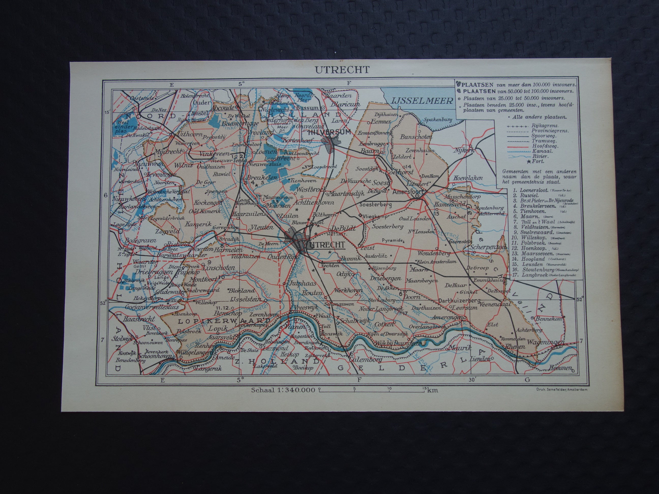 UTRECHT Oude landkaart van de provincie Utrecht uit 1938 kleine origin ...