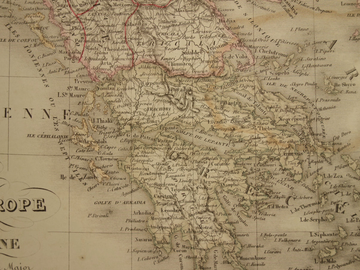 Oude kaart Griekenland en Turkse Rijk in de Balkan in 1851 - Antieke F ...