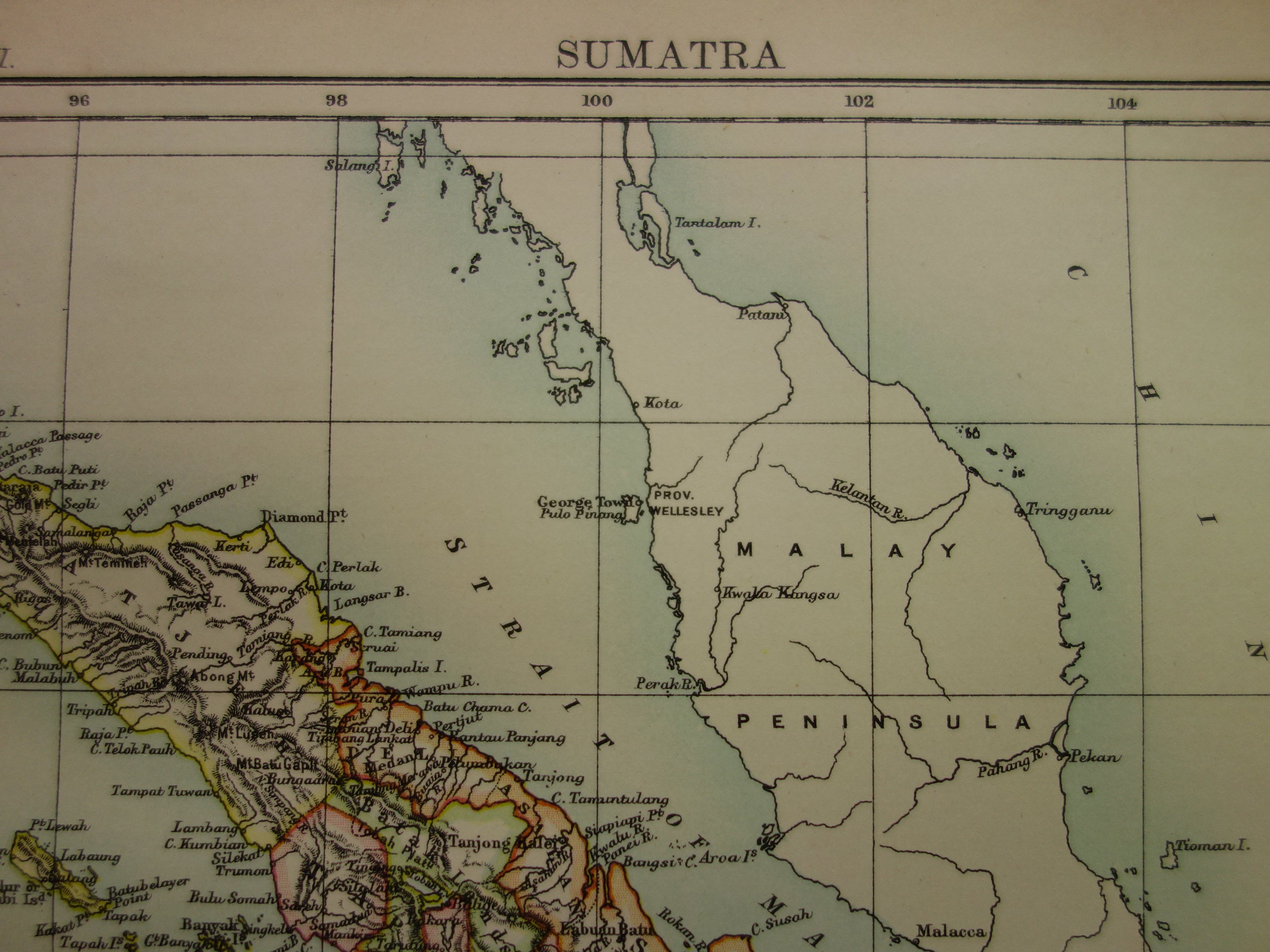 SUMATRA oude kaart van Medan Palembang Padang Indonesië 1887 originele ...