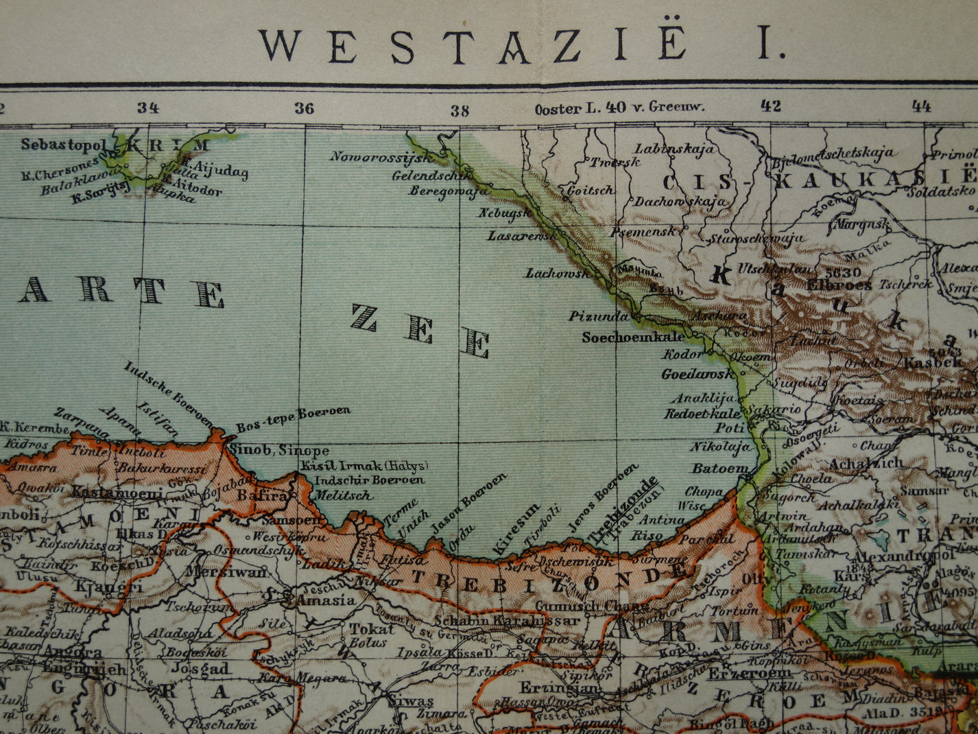 Turkije oude landkaart van Ottomaanse Rijk in Azië uit 1905 originele ...