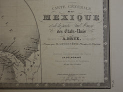 Mexico en Verenigde Staten oude kaart uit 1876 originele antieke landk ...